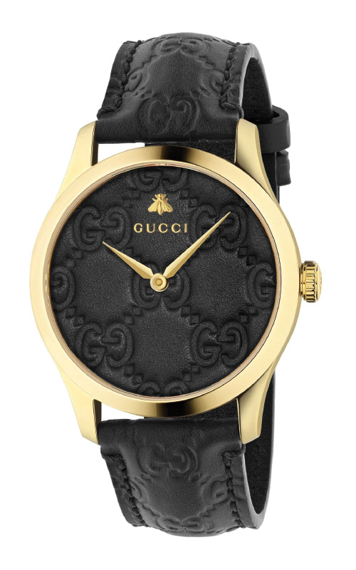 Gucci G-Timeless Men`s 38mm Gold Tone Black Watch YA1264034A | Albert`s ...